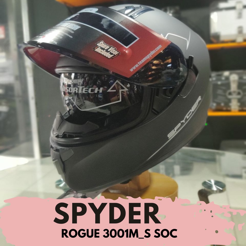 spyder helmet rogue 3001m s soc matte black dual visor helmet ripple ...