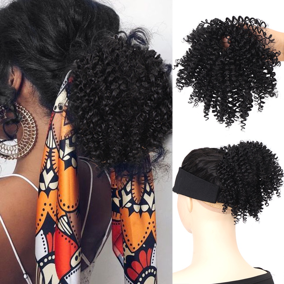 African women synthetic wigs curly hair small black kinky curly rubber ...