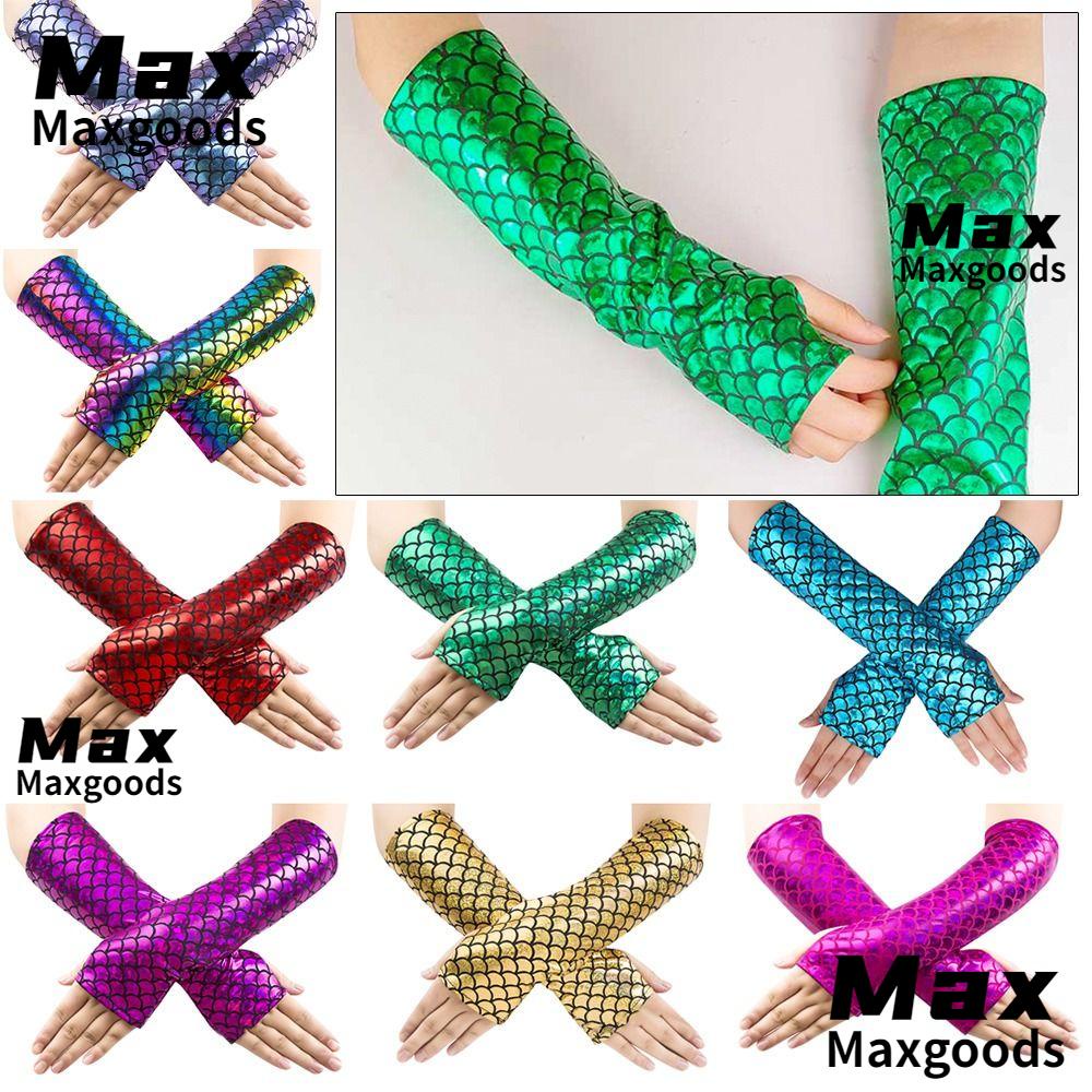 MAXG Fingerless Gloves, Colorful Fish Scale Arm Sleeves, Fancy Long ...