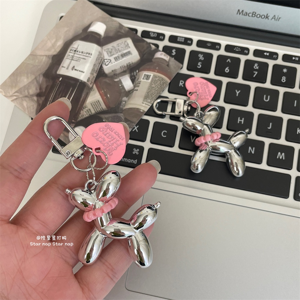 Creative New Silver Jelly Balloon Dog Keychain Cartoon Car Key Book Bag ...