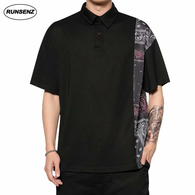 M-8XL Japanese Luxury Polo T Shirt Men Plus Size Short Sleeve Shirt Causal Loose Black Top ...