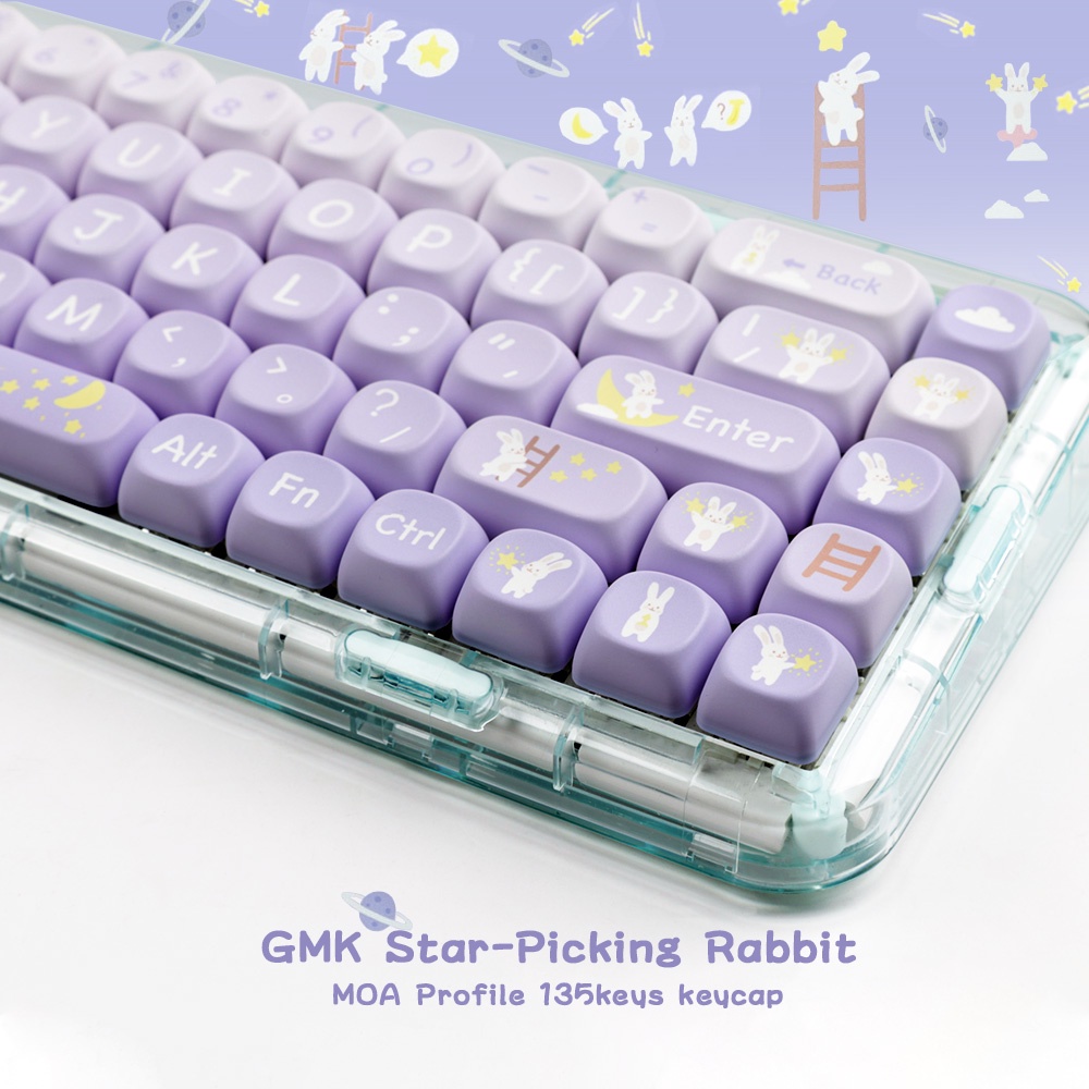 Star-Picking Rabbit Keycaps 135Keys/Set PBT MOA Profile DYE-SUB DIY ...