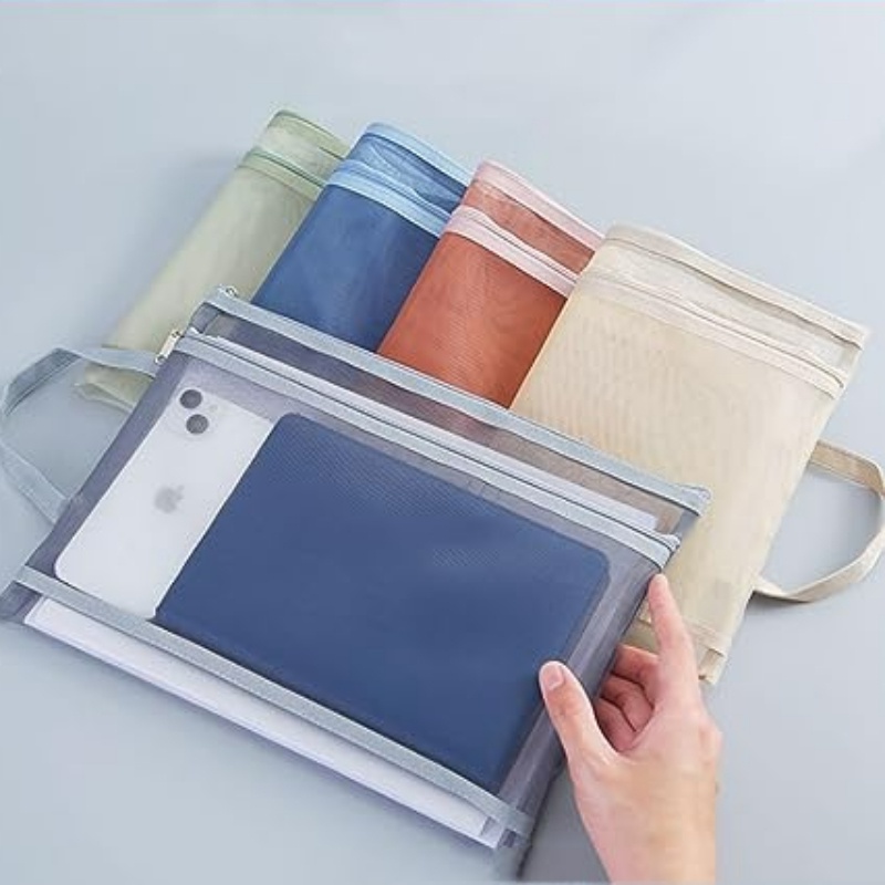 Mesh Zipper Pouch, Lightweight Nylon File Folders, A4/A5 Document ...