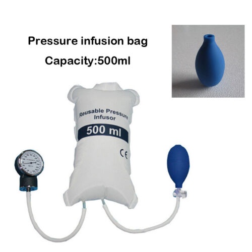 500ml Blood Pressure w/ Gauge & Hand Pump Ball Emergency Infusion Bag ...