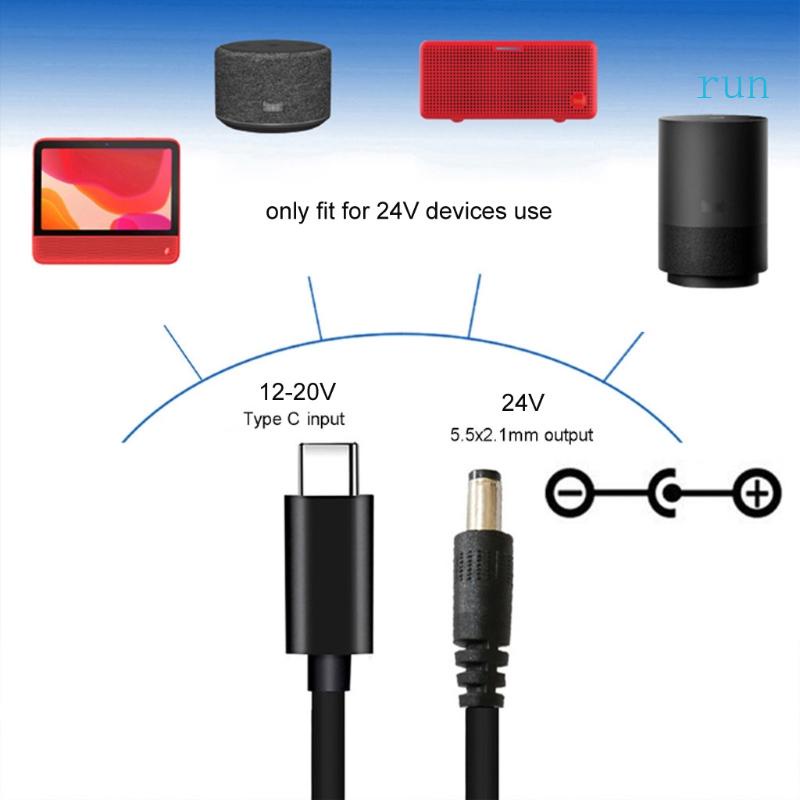 run Type C to DC Power Cable USB-C Plug to DC 5 5 x 2 1mm Male 24V ...