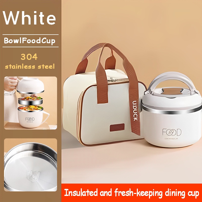 304 Stainless Steel Insulated Lunch Box Work Portable Lunch Box Soup ...
