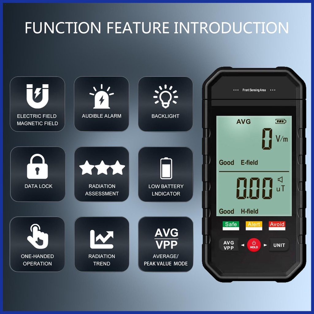 EMF Meter Electromagnetic Radiation Tester Digital LCD EMF Detector ...