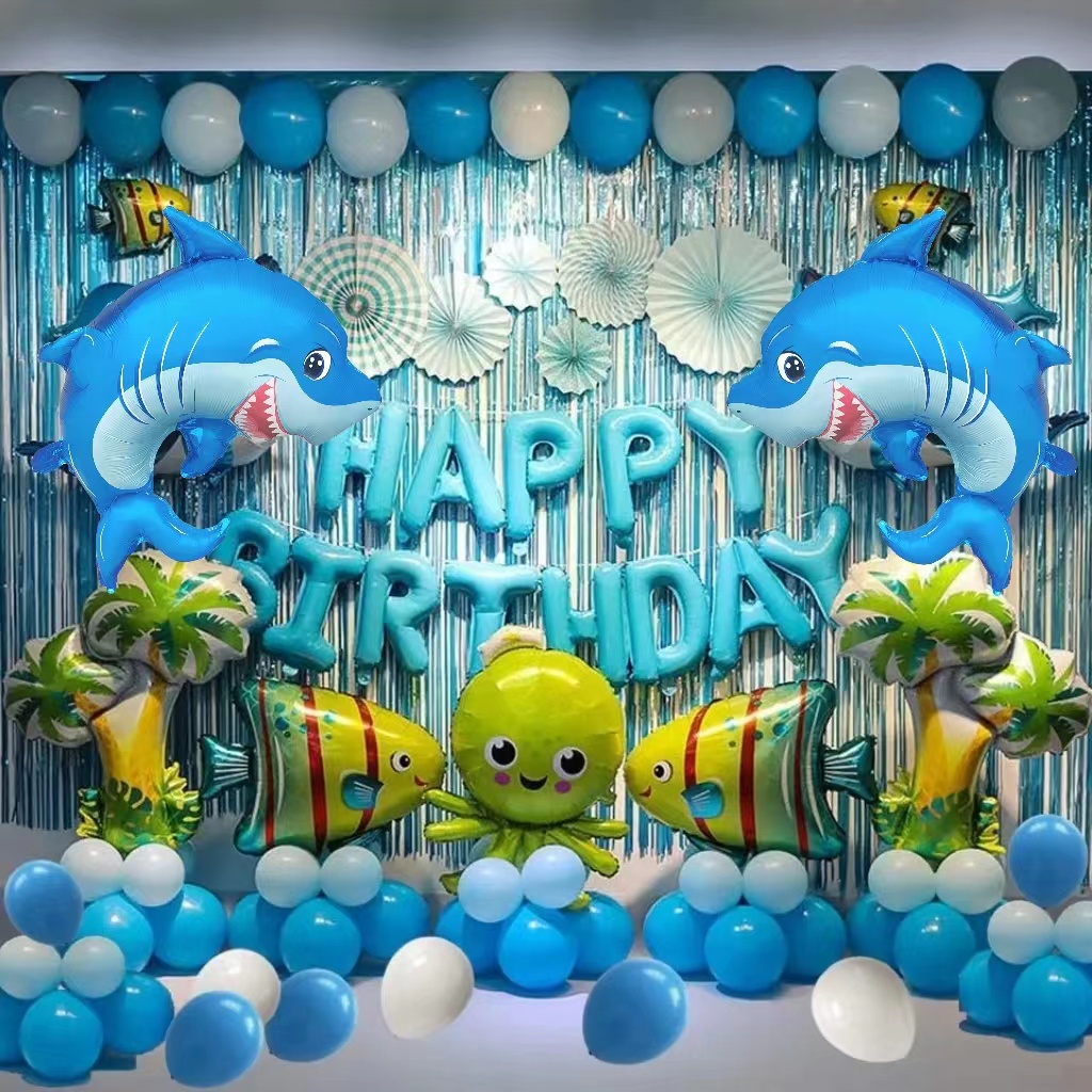 Ocean Animals Themed Shark Sea Birthday Party Balloons Decorations ...