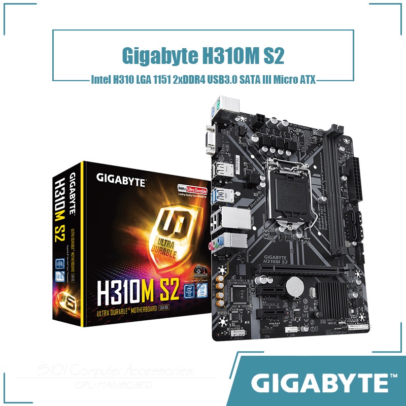USED Gigabyte H310M S2 (INTEL 8.9GEN CPU) Motherboard Intel H310 LGA 1151 2xDDR4 2666MHz USB3.0 ...