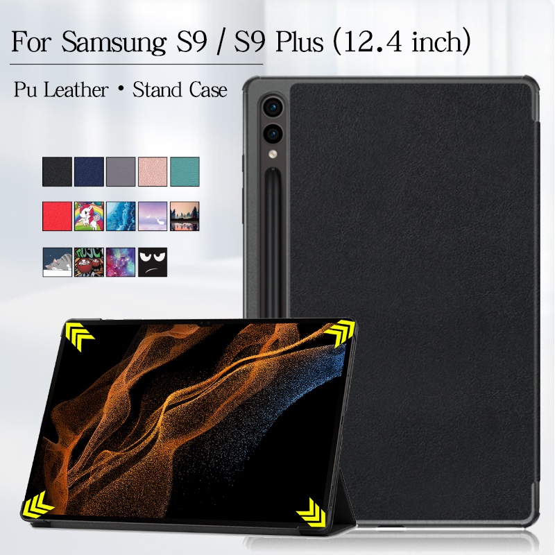For Samsung Tab S9 Plus Case 12.4" Trifold Magnetic Leather Stand Hard ...