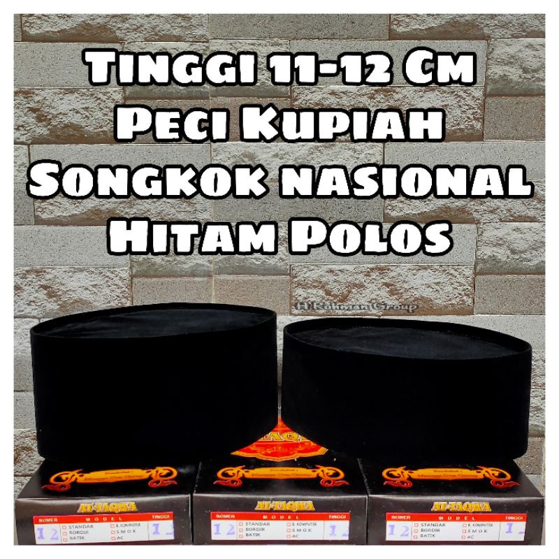HITAM [New] Songkok Peci Kufyah High 11-12 songkok National Plain Black ...