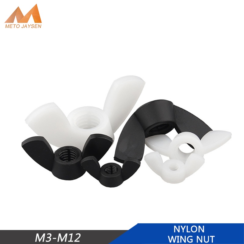 Nylon Wing Nuts Butterfly Nut to Fit Bolts & Screws Black White M3 M4 ...