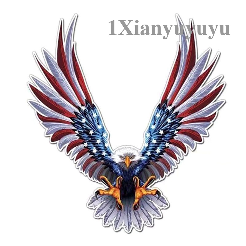 Design Flying Eagle with Us Flag On Wings Helmet Sticker Decal Bumper ...