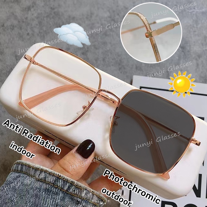 Korean Oversized Photochromic Anti Radiation Glasses For Woman Shades ...