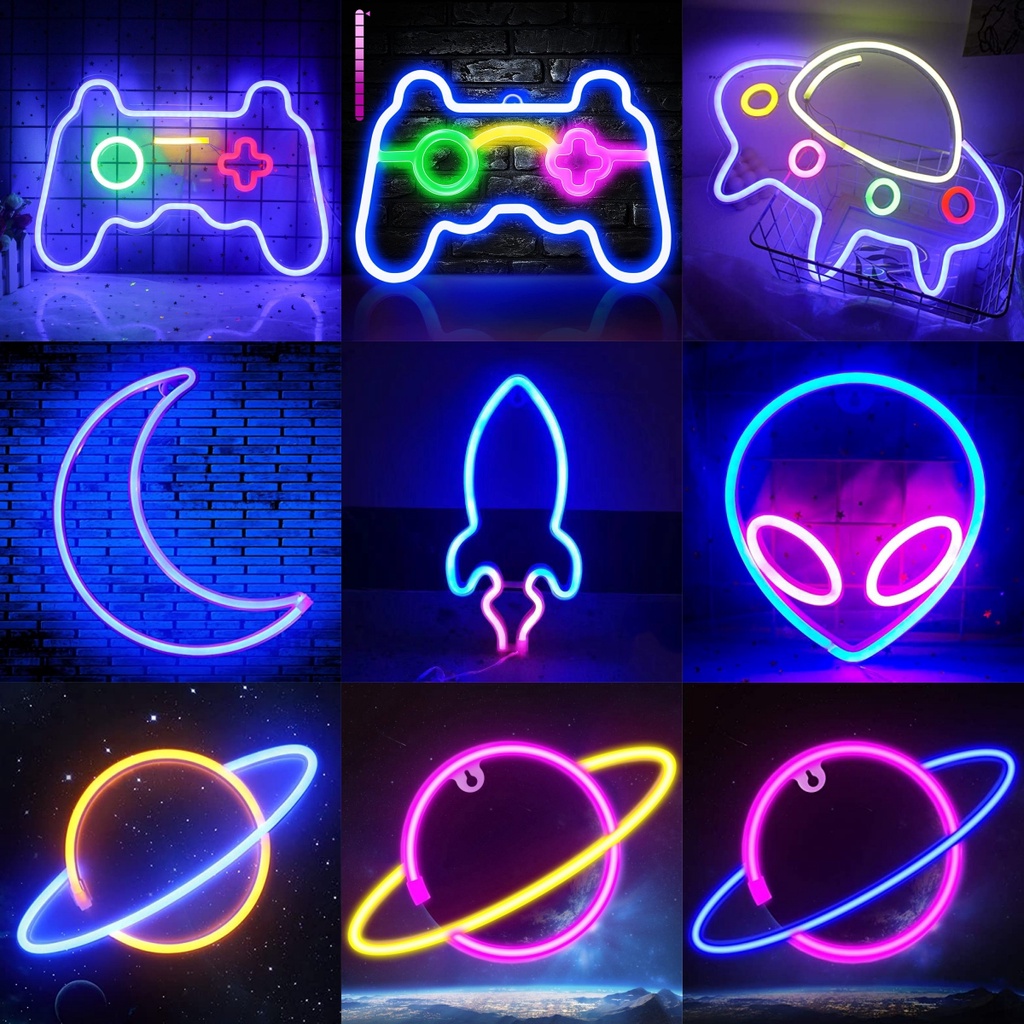 Game Controller Moon Planet Rocket Alien Led Neon Light Ambient Light ...