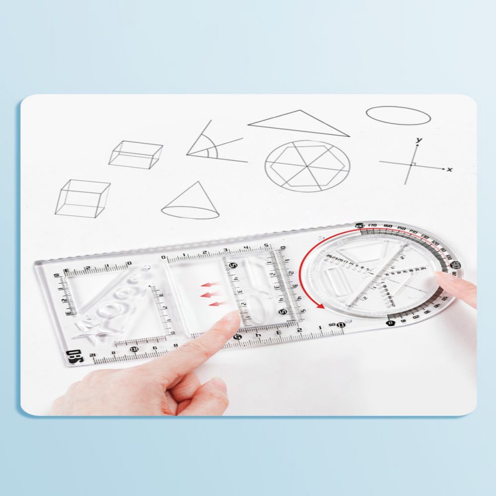 High School Multifunctional Geometric Ruler Junior Measuring Tool Angle ...