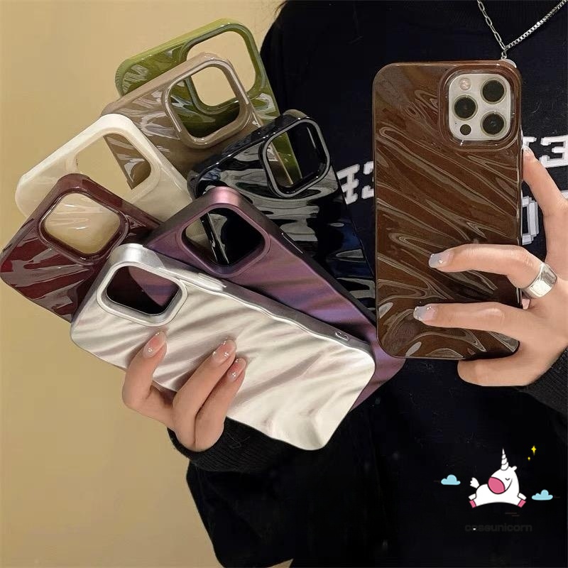 Ins Caramel Khaki Pleats Luxury Phone Case Compatible For IPhone 11 13 ...