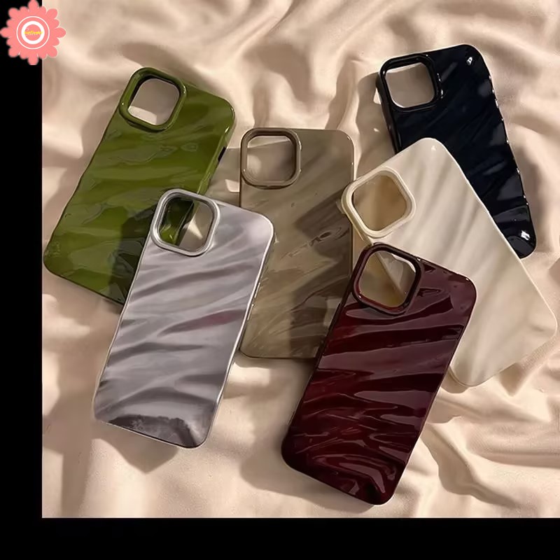 Luxury Simple Solid Color Wrinkle Glossy Case Compatible For IPhone 11 ...