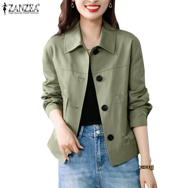 ZANZEA Women Korean Daily Long Sleeve Lapel Button Down Front Jackets ...