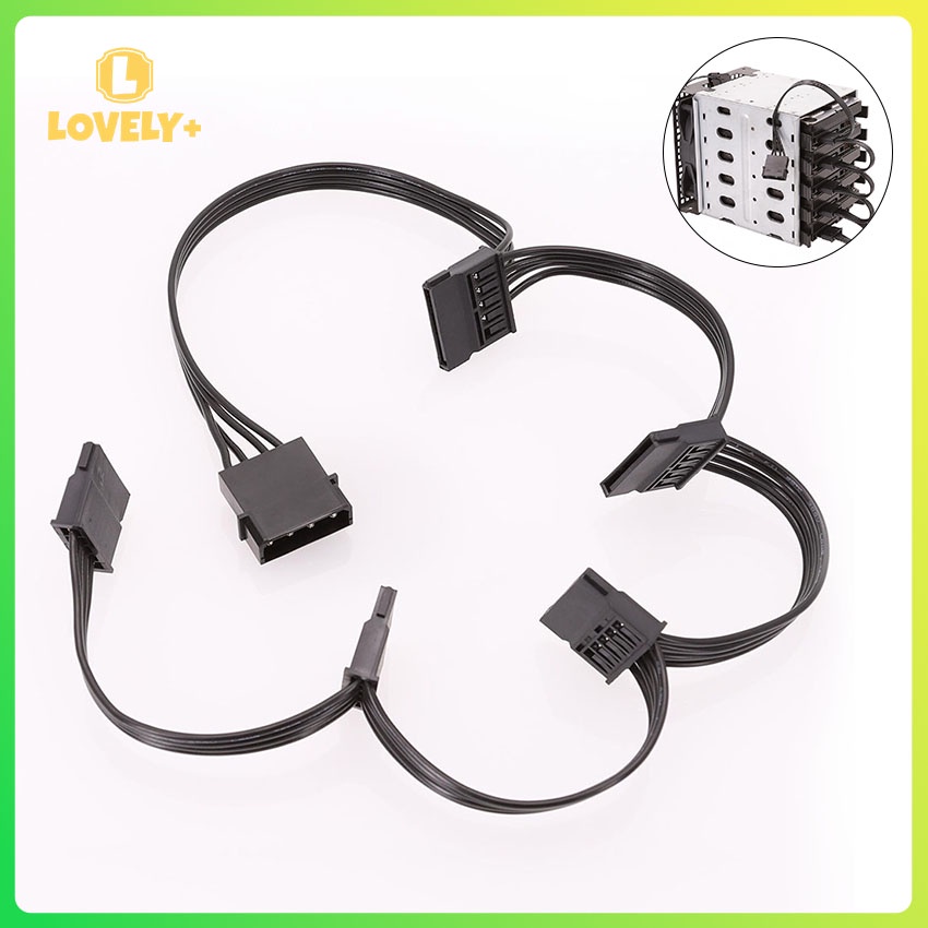 4Pin SATA Power Extension Hard Drive Cable IDE Molex to 3Sata Caple ...