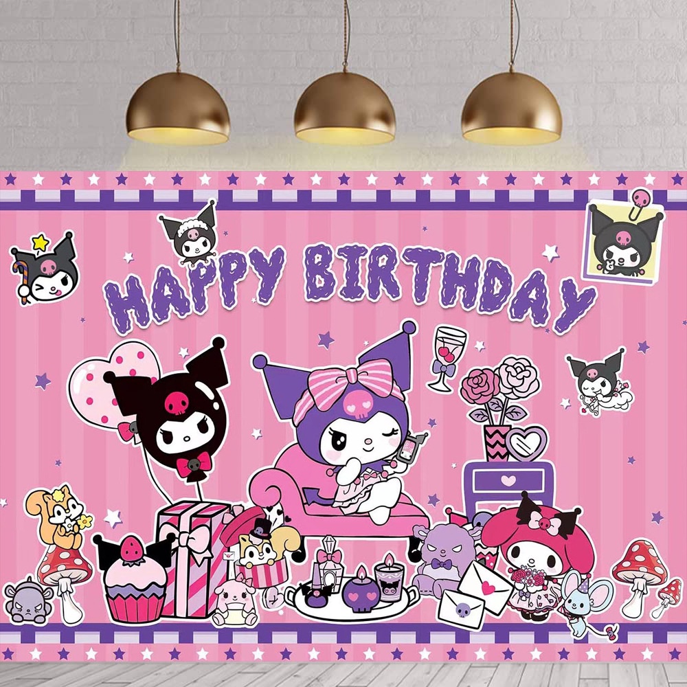 My Melody Birthday Backdrop Party Decorative Sanrio Anime Background ...