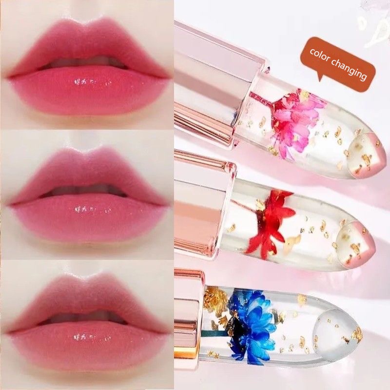 Color Changing Crystal Flower Jelly Lipsticks Transparent Lip Balm Non ...