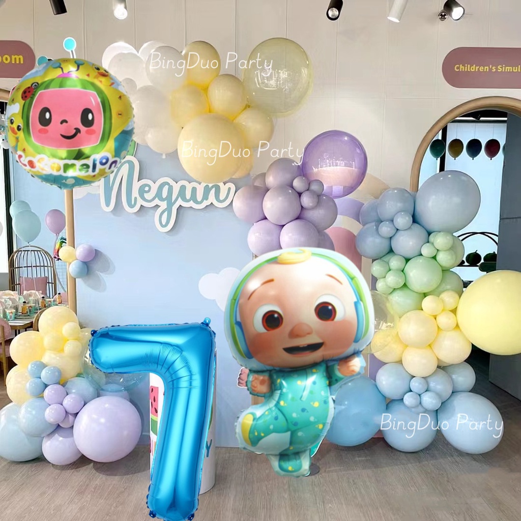 69/70pcs Cocomelon Theme Watermelon Boy Balloons Set 32"Blue Number ...