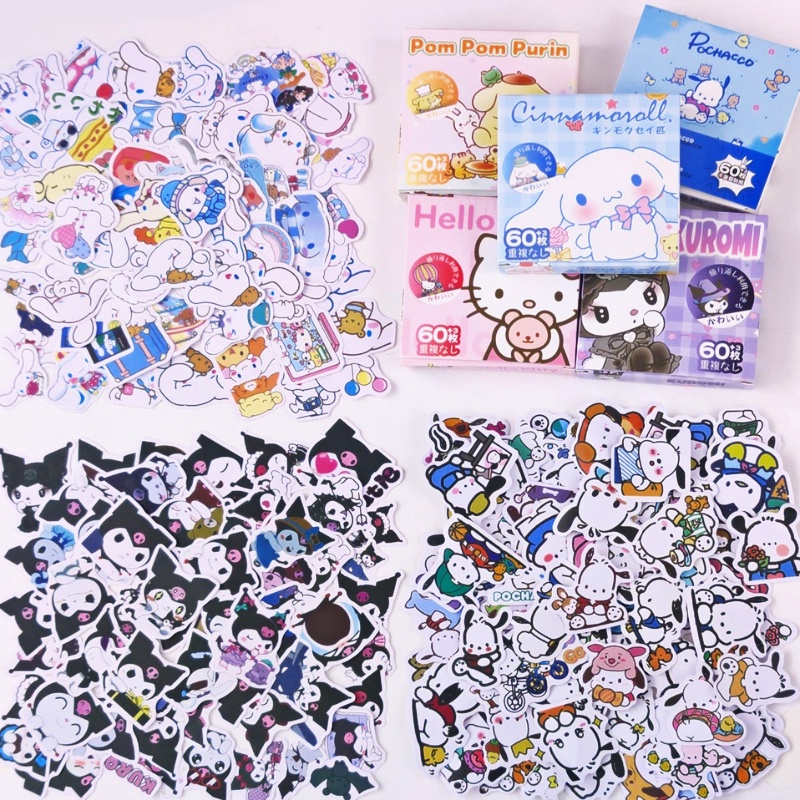 60pcs/box Sanrio Hello Kitty Cinnamoroll Cartoon Stickers Laptop Mug ...