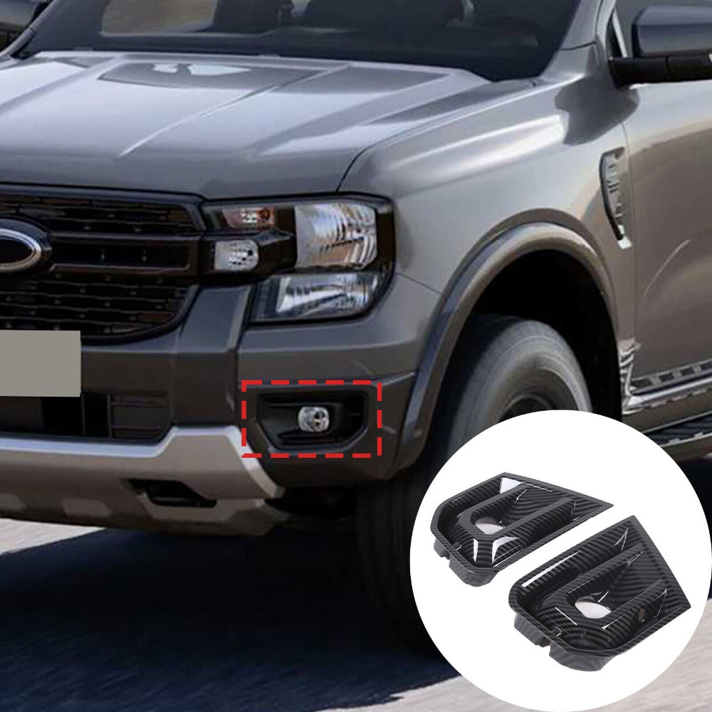 For 2023 2024 Ford Ranger Car Accessories Carbon Fiber Front Bumper Fog ...