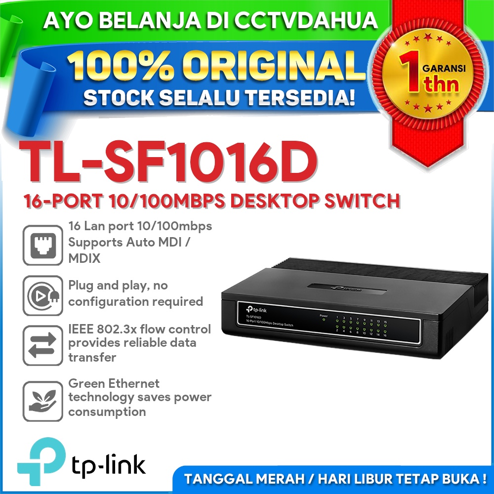 Tp-link TL-SF1016D 16-PORT 10/100MBPS DESKTOP SWITCH Official Warranty ...