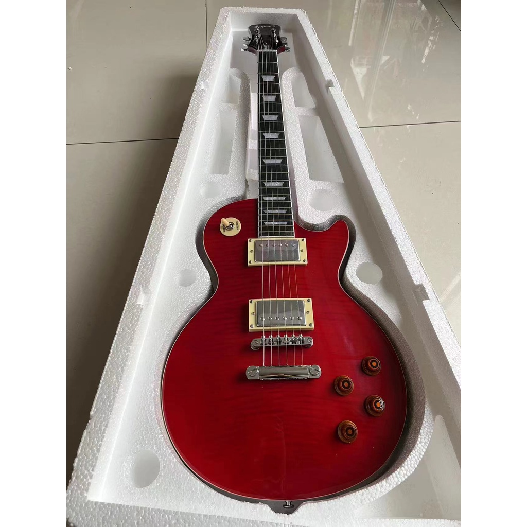 Classic Gibson Les Paul Standard Electric Guitar Red Flame Maple Top ...
