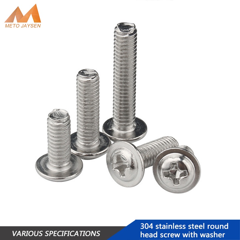 M2 M2.5 M3 M4 M5 304 Stainless Steel Phillips Round Head Screw Button Head Screws with Collar ...
