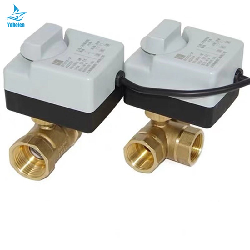 Brass Motorized Ball Valve 3-Wire Two Control Electric Actuator AC220V 3 Ways /2 Way DN15 DN20 ...