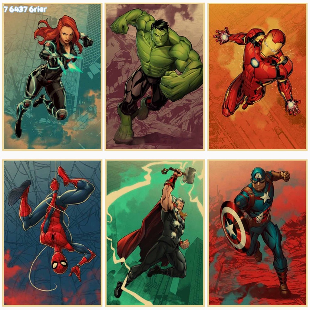 Superhero Comic Cover Retro Art Deco home decor Poster Marvel Avengers ...