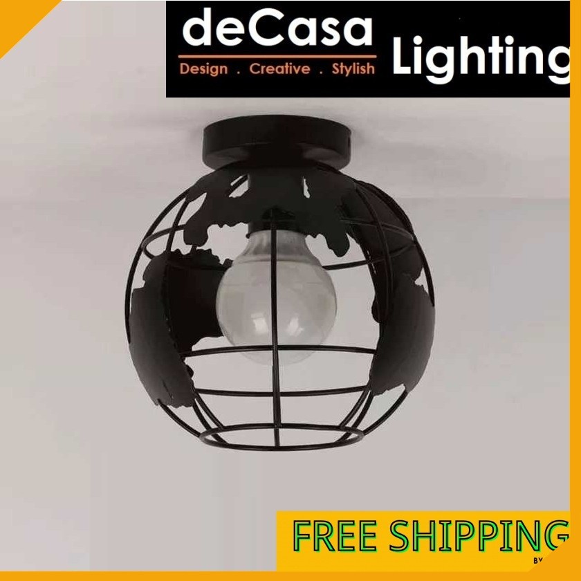 Decasa Lighting Earth Globe Industrial Loft Ceiling Light House ...