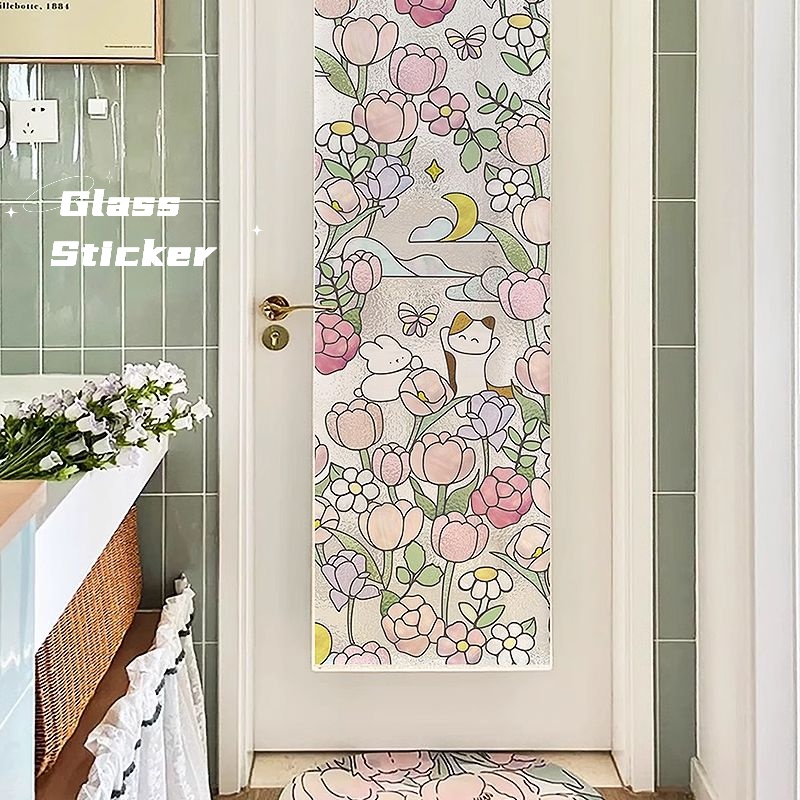 Art Creative Cartoon Glass Stickers Bathroom Anti-peeping Glass ...