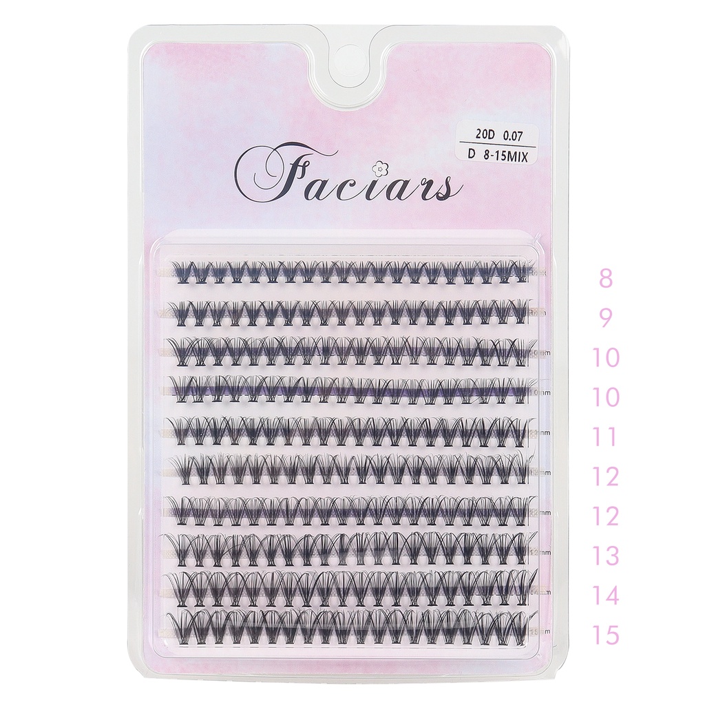 10 Rows(200PCS) DIY Eyelash Extension 10D 20D 30D 40D D curl DIY 8-15mm Mixed Lashes Extension ...