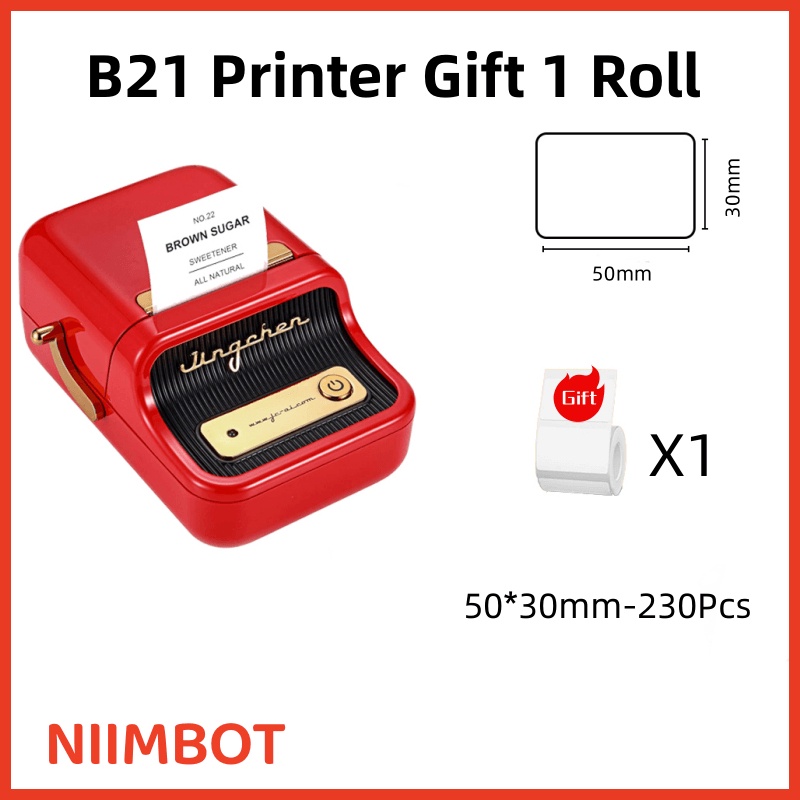 Niimbot B21 Red Label Printer portable thermal wireless bluetooth printer used for barcode ...