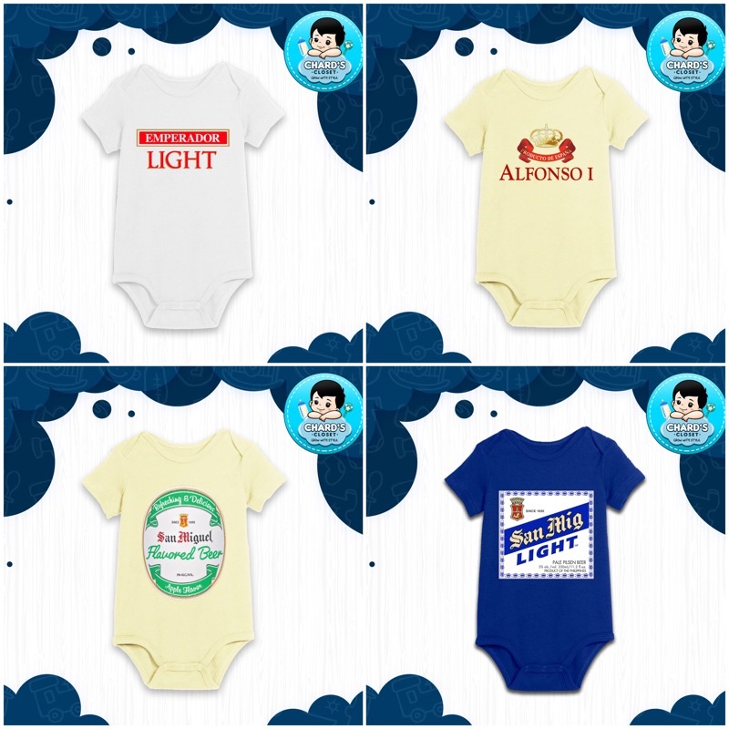 Customized Beverages Logo Prints on Baby Onesie (Empi Light, Alfonso ...