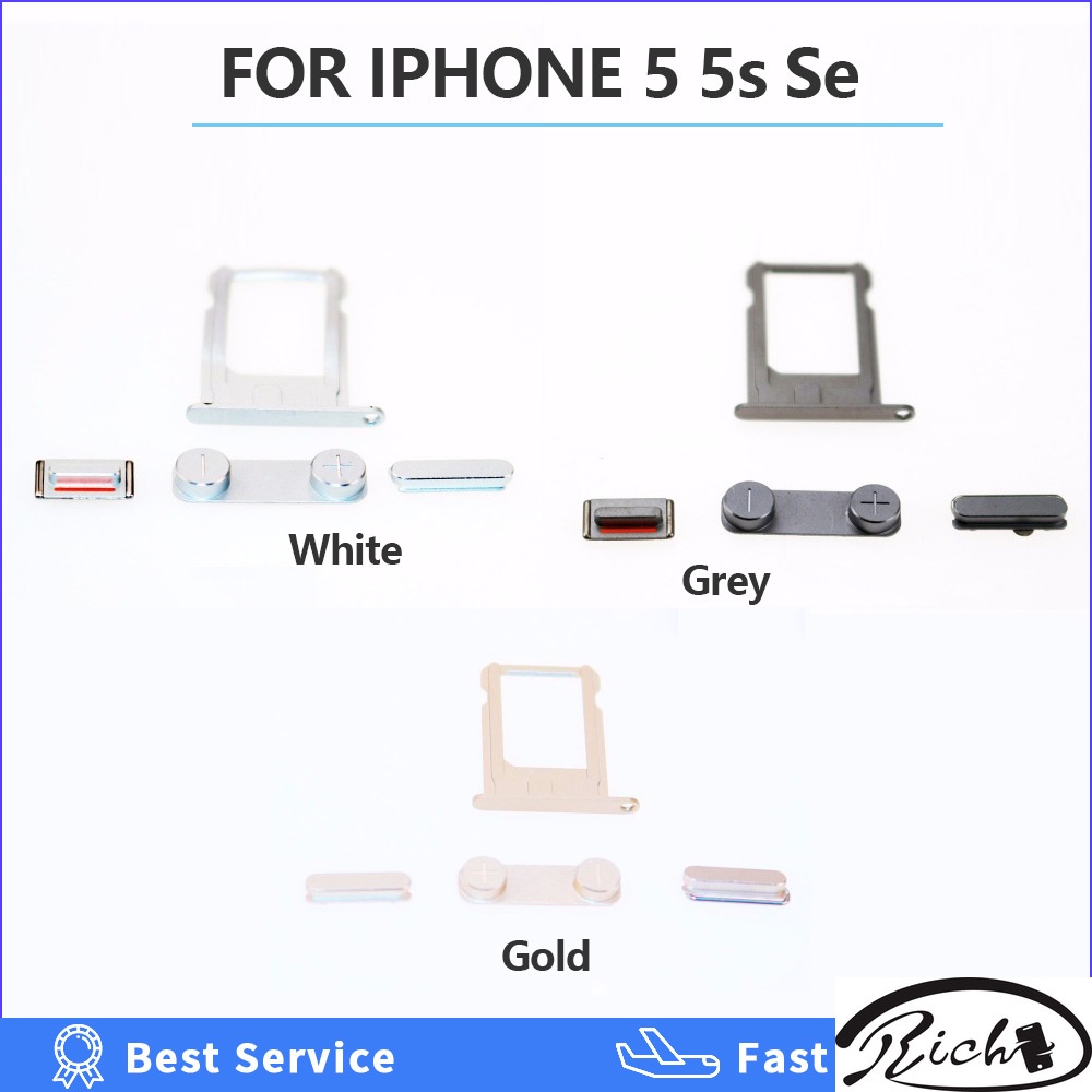 Side Button for iPhone 4 4s 5 5S side keypads Full Set gold /silver /gray colors replacement ...