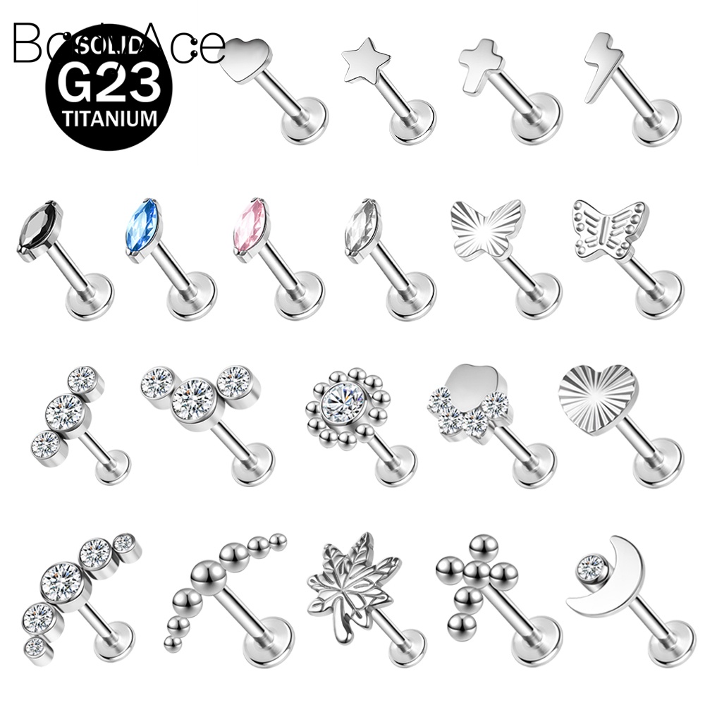 Bodyace 1 PC 16G G23 Titanium Steel Butterfly Moon Lip Stud Heart ...