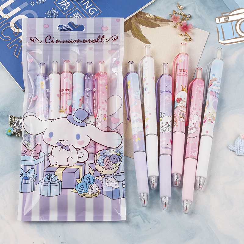 6pcs/set Sanrio Cinnamoroll 0.5mm Pens Black Ink Gel Pen Set Writing ...