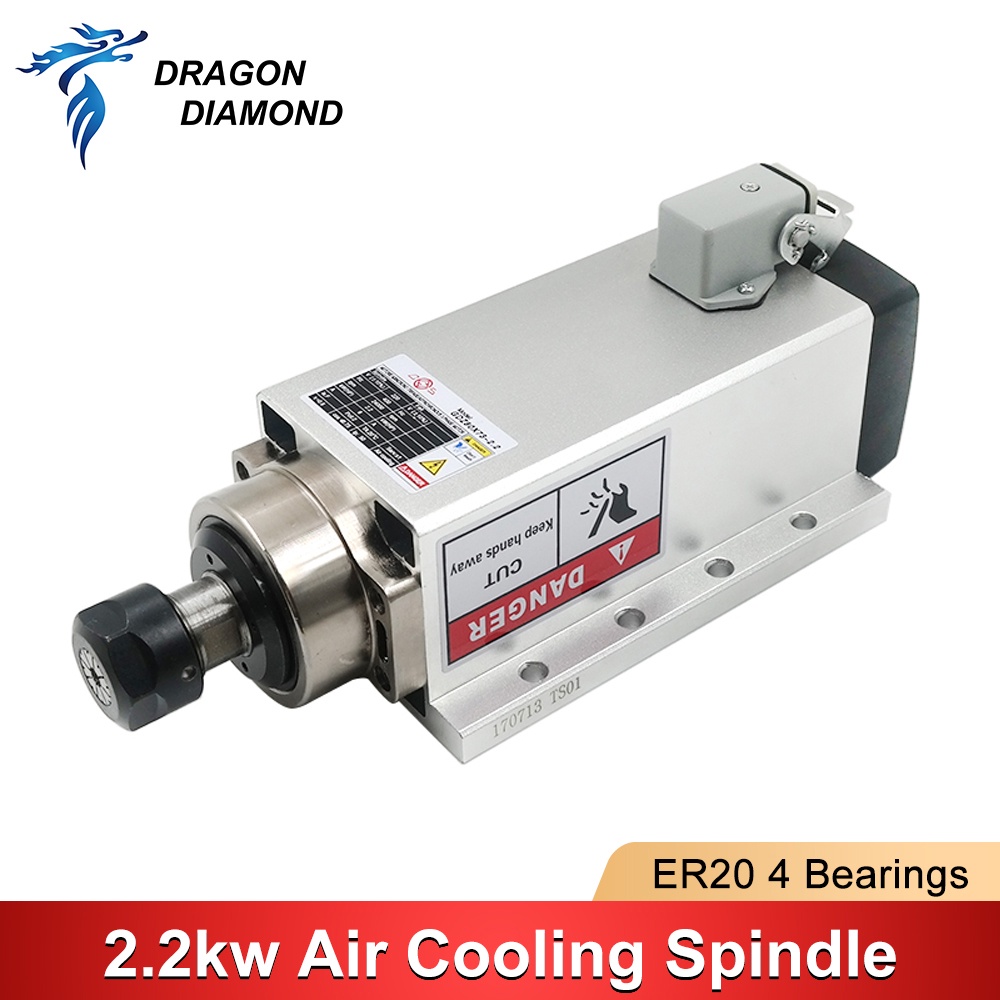 Dragon Diamond 2.2KW Air Cooling Square Spindle Motor ER20 220V/380V Runout-off 0.01mm 4pcs ...