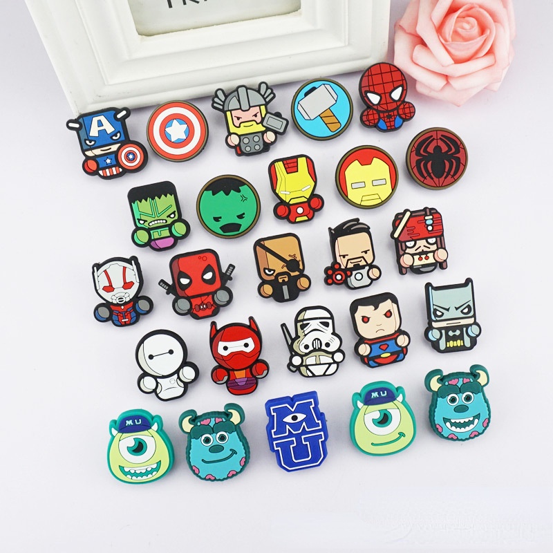 Cartoon Iron Man Jibits for Crocs Avengers Jibitz Charm Pins Hulk Shoe ...