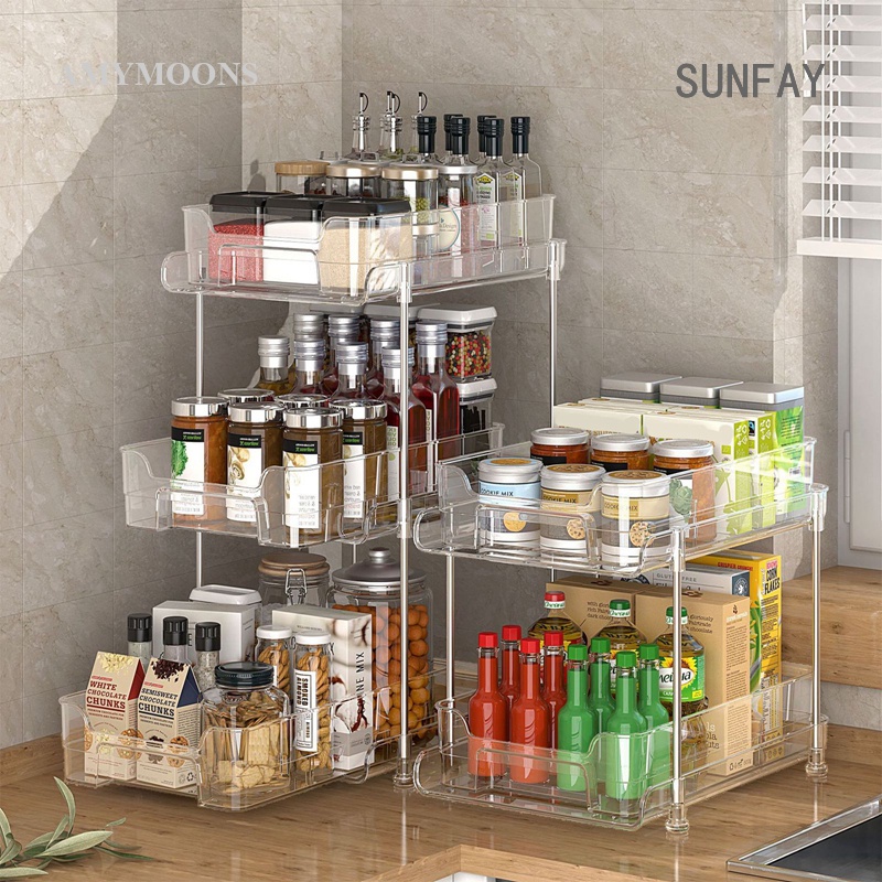 SUNFAY 2 Tier Clear Organizer Storage Medicine Cabinet Organizer With ...