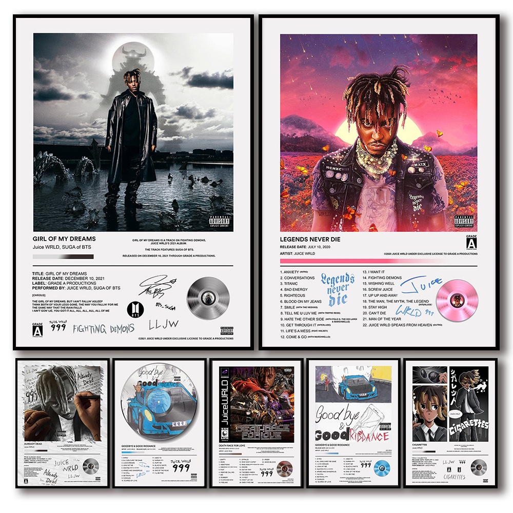 Juice WRLD Posters Pop Hip Hop Rapper Music Album Cover Aesthetic ...