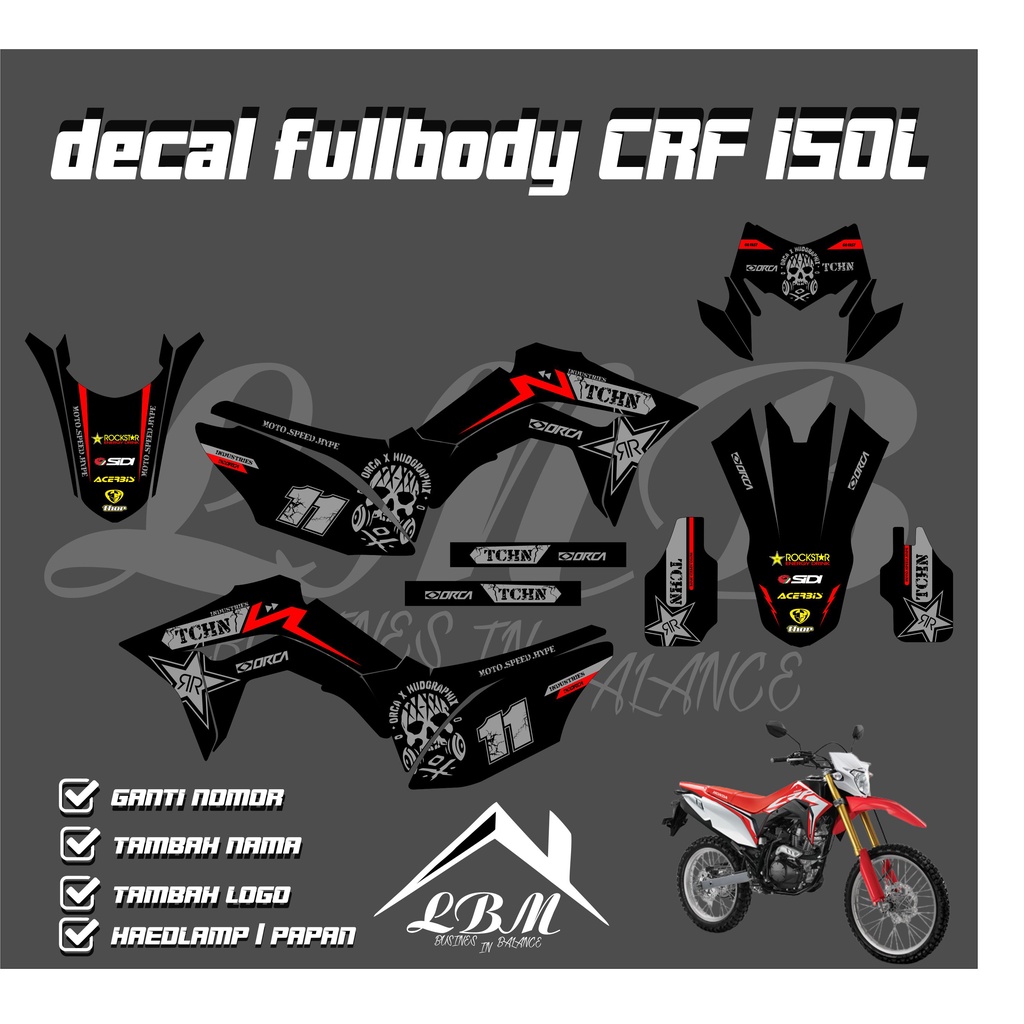 DECAL HONDA CRF 150L FULL BODY COOL MINIMALIST LATEST AUTO HANDLING ...