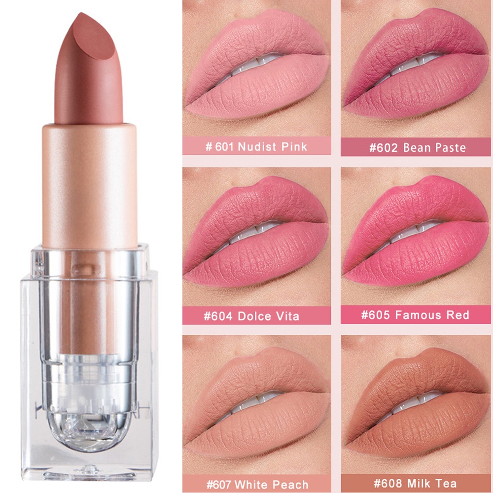 Matte Lipstick Bean Paste Pink Color Lips Makeup Waterproof Long ...