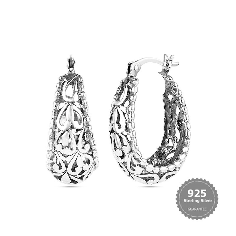 S925 Silver Retro Style Hollow U-Shaped Earrings | Shopee Philippines