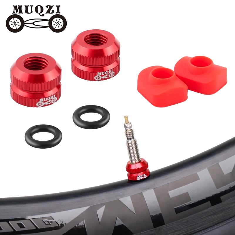MUQZI 2PCS Tire Valve Nut MTB Road Bike Tubeless Rim Ultralight Aluminium Alloy Presta Valve ...